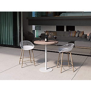 Kurv Counter Stool, Set of 2, White, Indoor/Outdoor, Patio Stools, Bar Stools