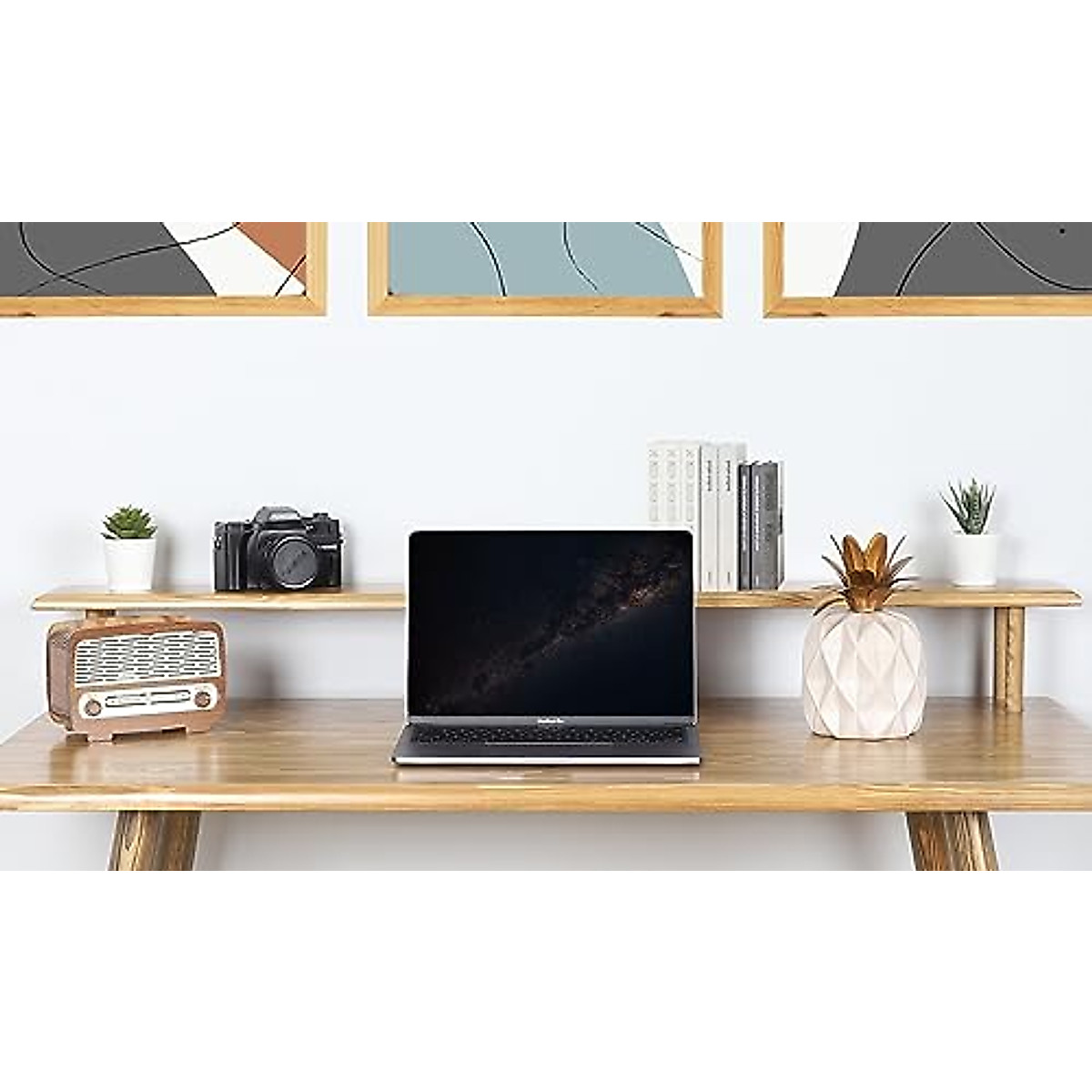 BAROKKO Solid Wood Desk 46"; Computer Desk;Home Office Desk with Monitor Shelf