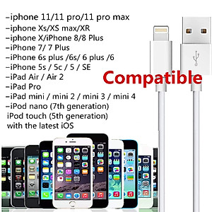 Sharllen 5 Pack iPhone Lightning Charging Cables (3FT/6FT/10FT), Fast Charging & Sync, Compatible with iPhone 14/13/12/11/XS/Max/XR/X/8/7/6/5 & More (White)