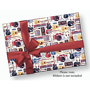 Stesha Party Musical Gift Wrap, Music Present Wrapping Paper - 30 x 20 Inch (3 Sheets)
