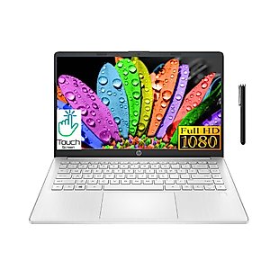 HP Touch 14 Slim Laptop in Silver Qualcomm 8-Core up to 2.55 GHz 8GB RAM 128GB SSD 14in Full HD LCD Webcam WiFi Fingerprint Reader Windows 11 iSlik Pen (14-ED00-Renewed)