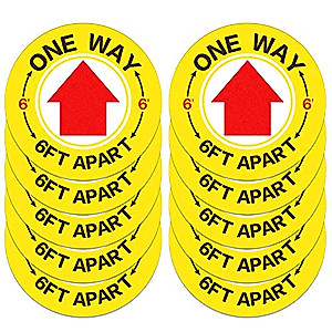 FaCraft Directional Allow Stickers,10pcs,8.25" One Way Floor Decal signs for Bussiness,Store,School,Pharmacy and Public Places.