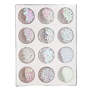 Craft Glitter Sequin, High Flash Glitter Sequins Set for Homemade Cards (White)