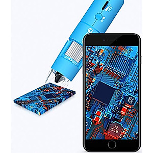 Wireless Digital Microscope Handheld USB HD Inspection Camera 50x-1000x Magnification with Stand Compatible with iPhone, iPad, Samsung Galaxy, Android, Mac, Windows Computer (Blue)