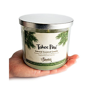 Tahoe Pine Scented Natural 3 Wick Candle, Essential Fragrance Oils, 100% Soy, Phthalate & Paraben Free, Clean Burning, 14.5 Oz.