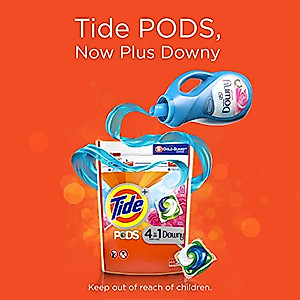 Tide PODS Plus Downy 4 in 1 HE Turbo Laundry Detergent Soap Pods, April Fresh Scent, 61 Count Tub - Packaging May Vary