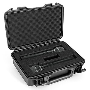 TORIBIO Wireless Microphone Case, Hard Carrying Case with Customizable Foam, Portable Storage Case, IP67 Waterproof Anti-fall Box, Equipment Protector Case for Travel Outing, 11.6"x8.1"x4", Black