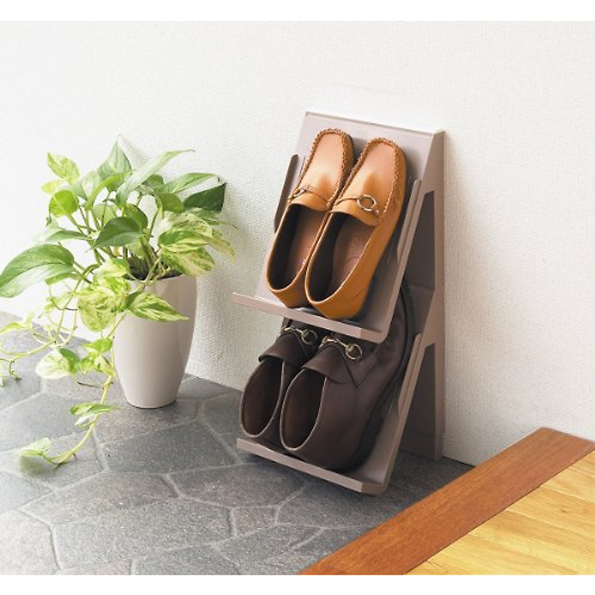 イセトウ(Isetou) Iseto Wall Storage Shoe Stand (Set of 2), Brown