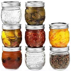 SEWANTA Wide Mouth Mason Jars 16 oz [11 Pack] With mason jar lids and Bands, mason jars 16 oz - For Canning, Fermenting, Pickling - Jar Décor - Microwave/Freeze/Dishwasher Safe.