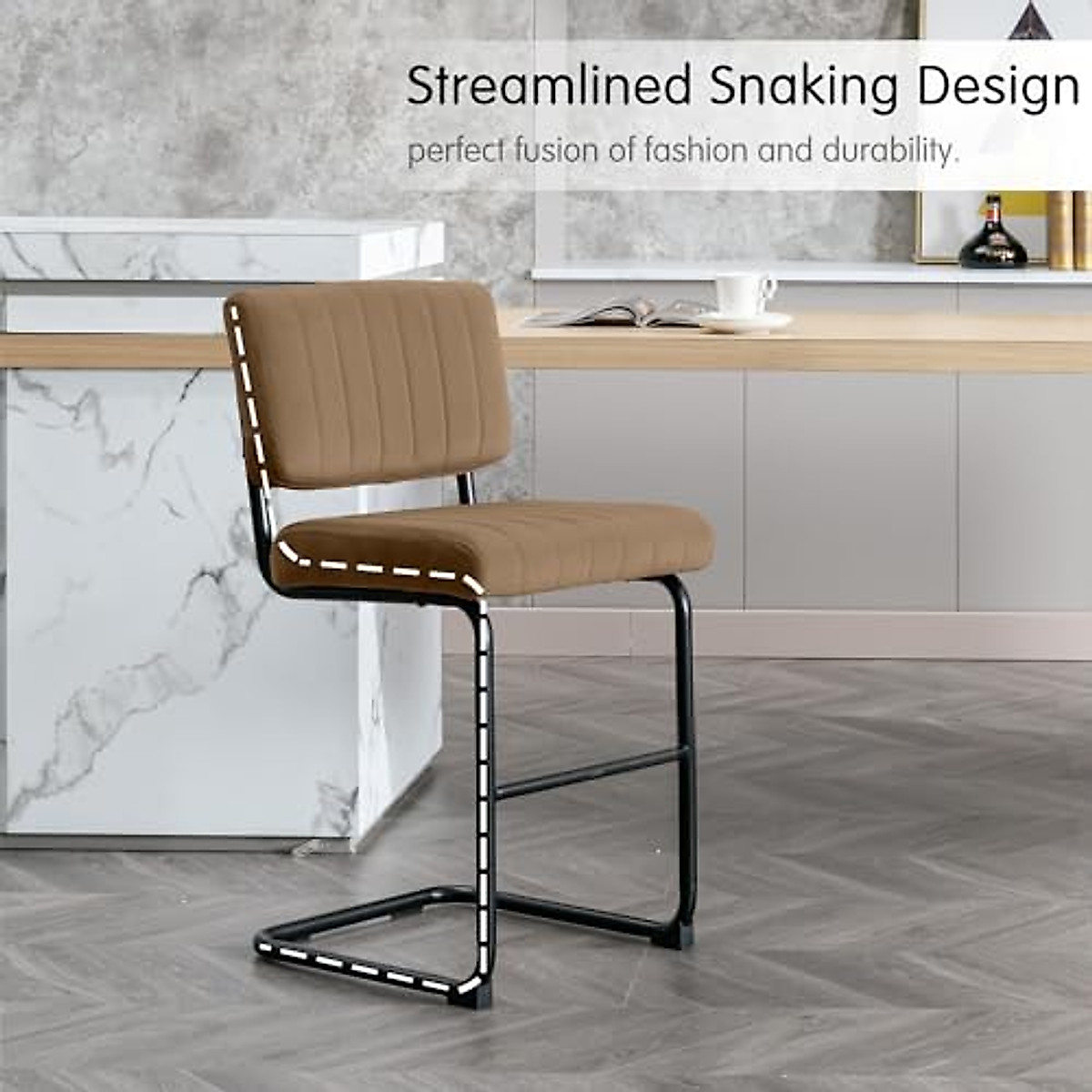 Okeysen Bar Stools Set of 2,Counter Height Bar Stools Bar Chairs,24 inch Tall Bar Stool with Back,Barstools Bar Height Set of 2,Kitchen Counter Stools Modern Velvet Bar Stools for Island Dining Party
