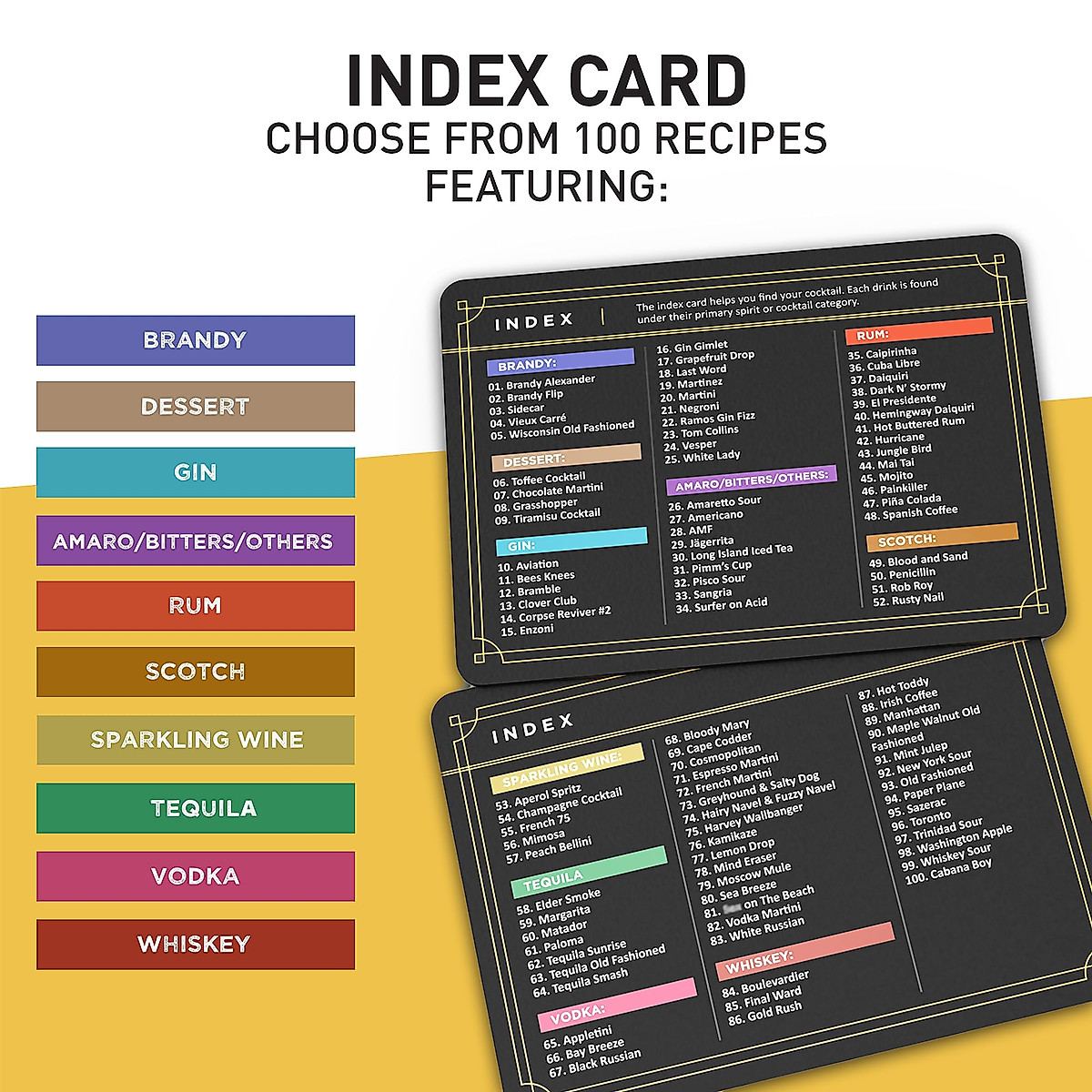 Cocktail Cards: 100 Cocktail Recipes to Master Cocktails in Bartender Flashcard Form with Step by Step Cocktail Instructions and Video Instructions