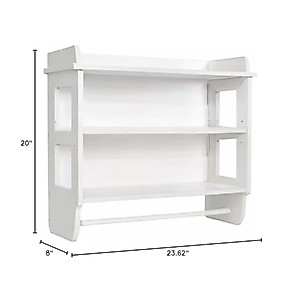 Redmon Contemporary Country Wall Towel Bar Shelf, One Size, White (5225) Large