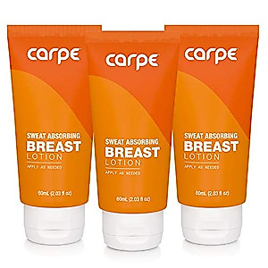 Carpe No-Sweat Breast (Pack of 3) - Helps Keep Your Breasts and Skin Folds Dry - Sweat Absorbing Lotion - Helps Control Under Breast Sweat - Great For Chafing and Stain Prevention