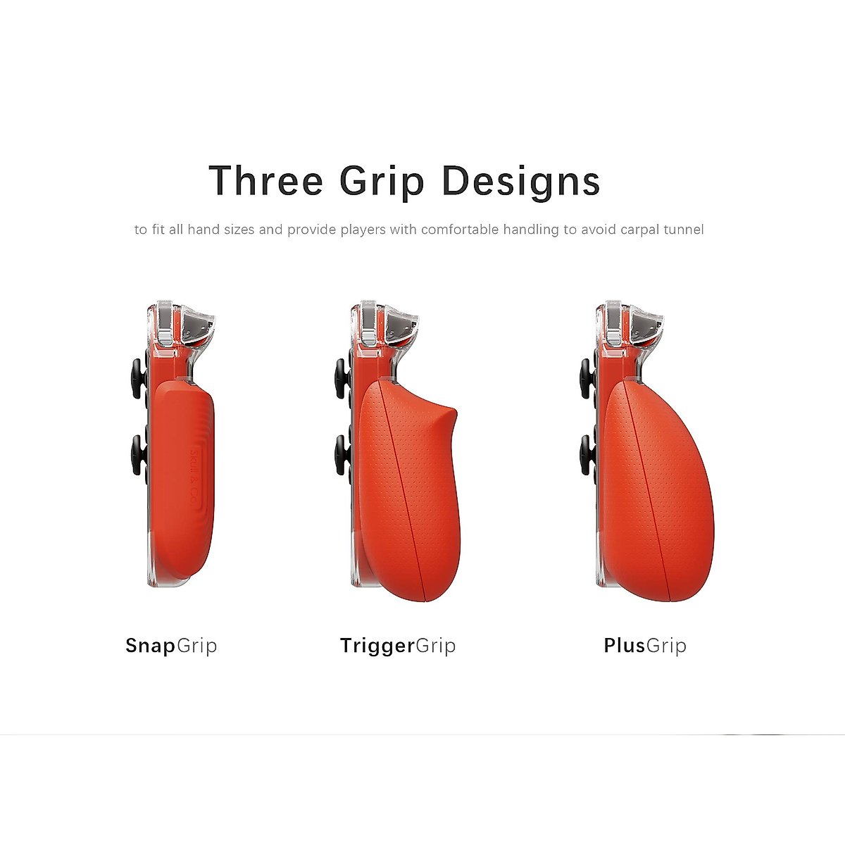 Skull & Co. Interchangeable Grip Set for NeoGrip, JoyGrip and GripCase Crystal: Snap/Trigger/Plus Grips [3 Pairs] Compatible with Nintendo Switch OLED and Regular Model -Neon Pink & Green