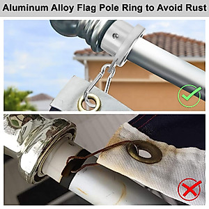 MOFEEZ Flag Pole Rings with Bearings, Fit Flagpole with 0.75-1inch Diameter, 360 Degree Anti-Wrap Aluminum Alloy Rotating Flag Mounting Rings with Carabiner Tangle Free(Pack of 2-Silver)