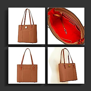 Dooney & Bourke Women's Small Lexington Tote in Pebble Grain Leather, Handbag with Long Leather Shoulder Straps, Red
