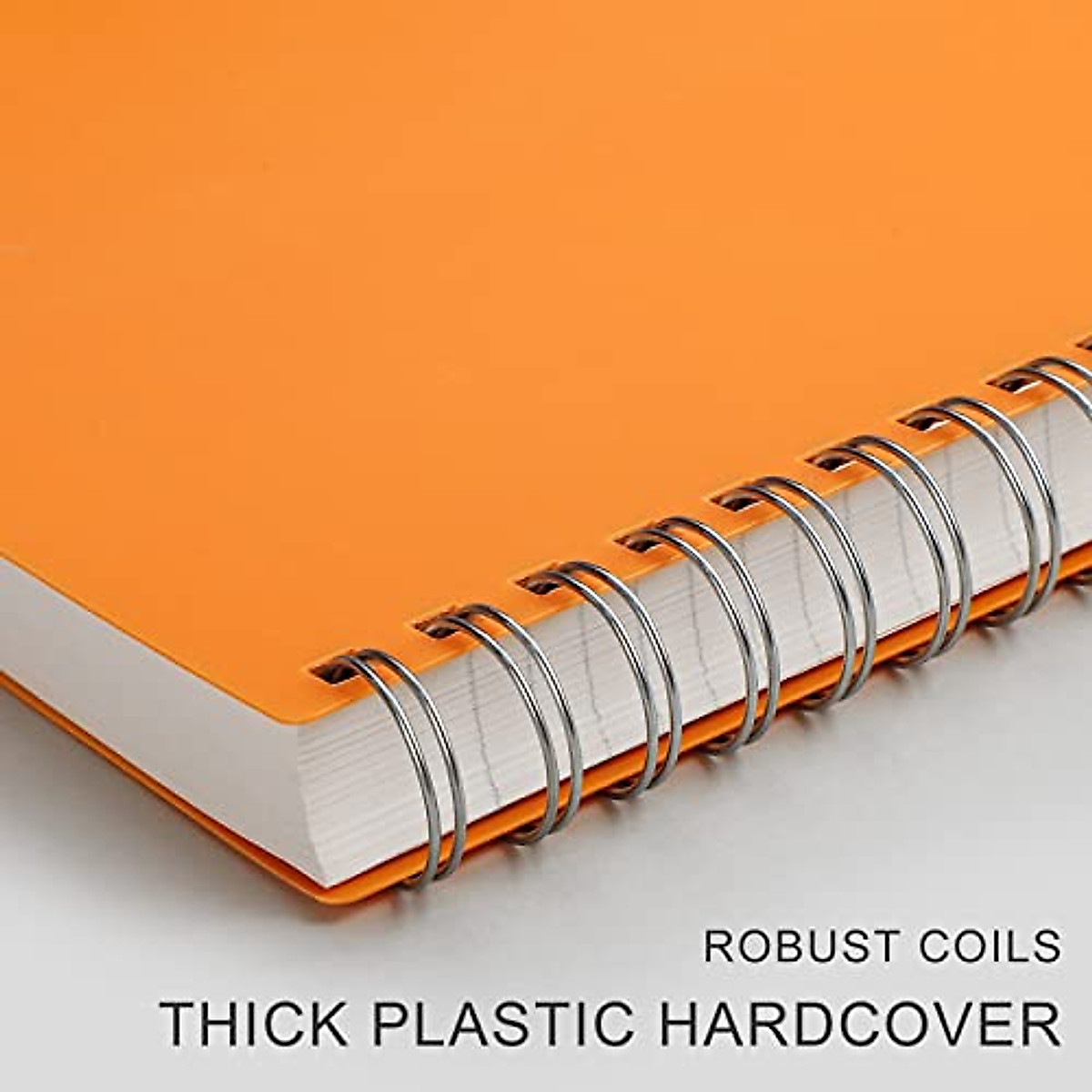 HIUKOOKA A4 Grid Graph Notebook - 300 Pages Spiral Notebook Journal, 8.27 x 11.2 Inches Large PVC Cover notebook,100gsm Thick Paper,For Science,Engineering Drawing,Math Study,Meeting(Orange)