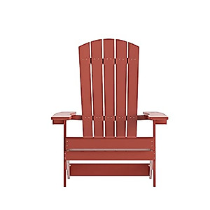 Flash Furniture Charlestown Commercial Folding Adirondack Chair - Red - Poly Resin - Indoor/Outdoor - Weather Resistant