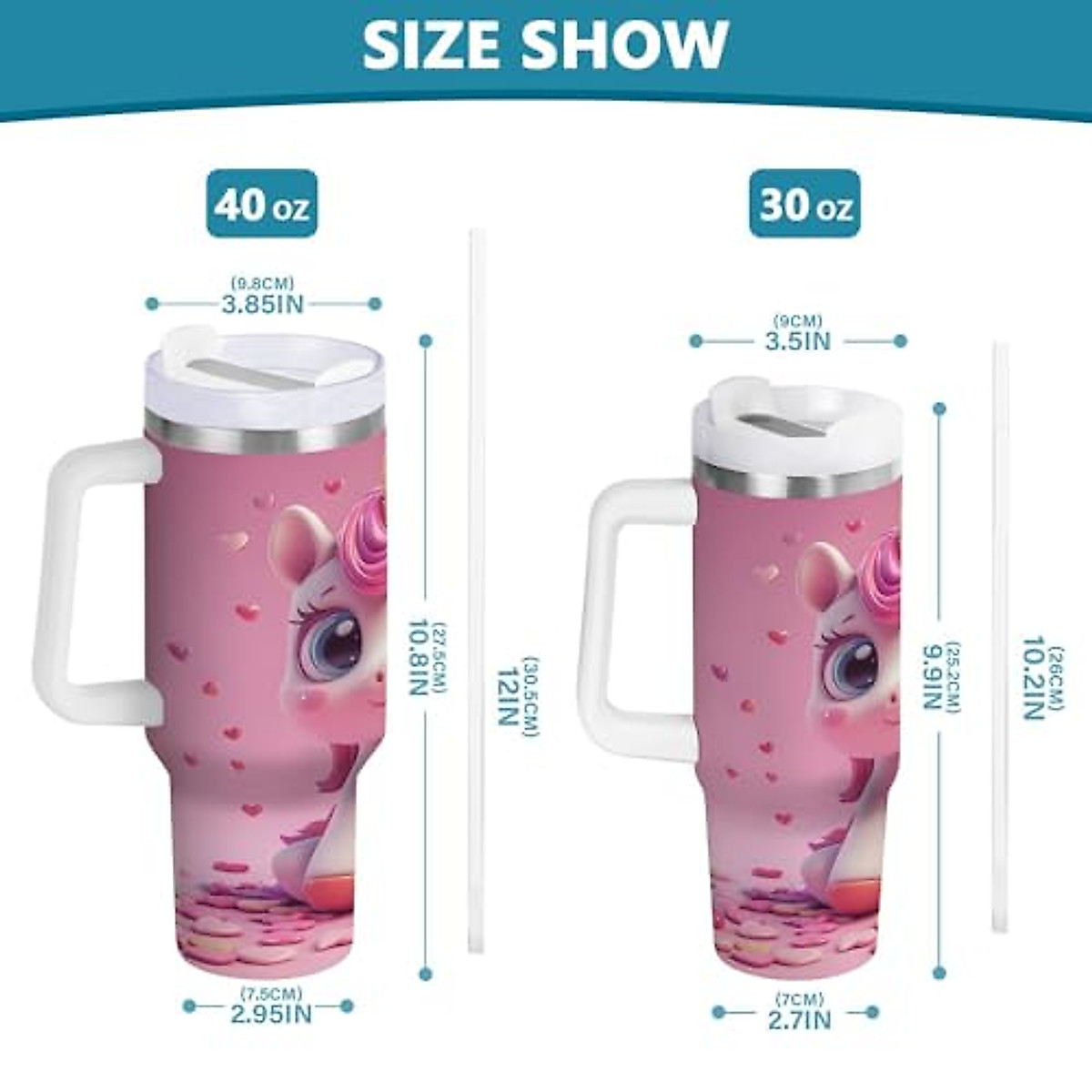 RPLIFE Cute Cartoon Unicon Stainless Steel Coffee Cup, Insulated Tumblers, Coffee Tumbler for Women