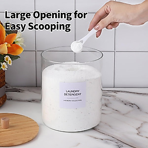 TIPGO Glass Jars and Acrylic Dryer Sheet Holder, Laundry Pods Container with Bamboo Lid and 27 Labels, Powder Detergent Containers for Laundry Room Organization, Storage Jars Set (3 Pack)