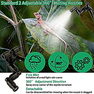 Reptile Humidifiers Smart Misting System, Reptile Mister Automatic with Timer, Terrariums Humidifier with 360°Adjustable Misting Nozzles, Spray Kit for Rainforest Plants Amphibian（Touch Version）