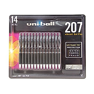 uni-ball 207 Retractable Roller Ball Gel Pen, Medium Point, 14 Count, Black