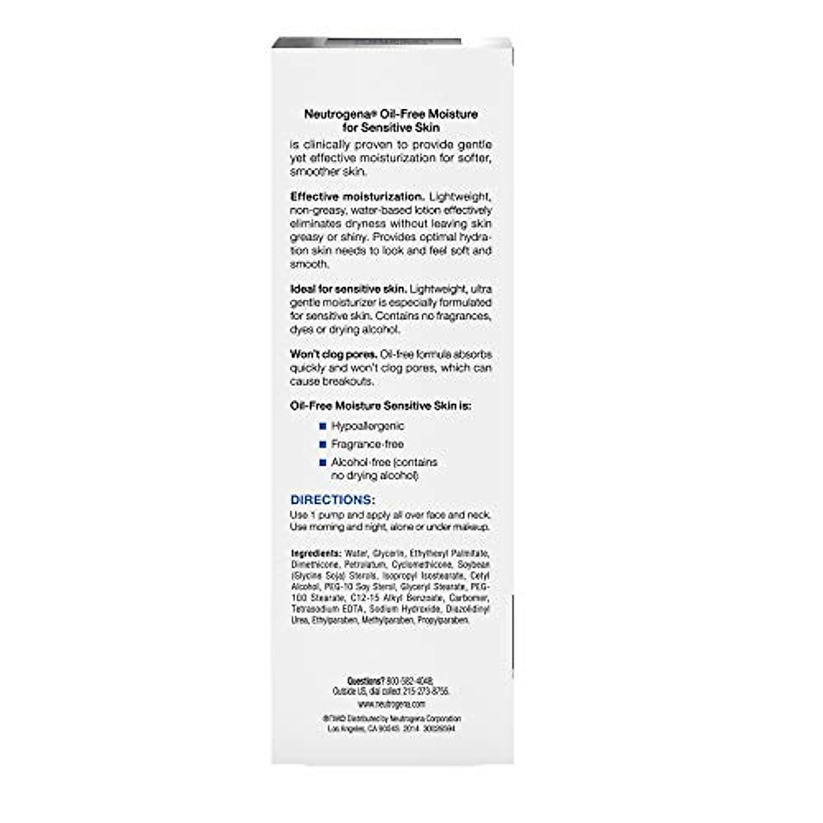 Neutrogena Oil Free Moisture Daily Hydrating Facial Moisturizer & Neck Cream with Glycerin - Fast Absorbing Ultra Gentle Lightweight Face Lotion & Sensitive Skin Face Moisturizer, 4 fl. oz (Pack of 2)