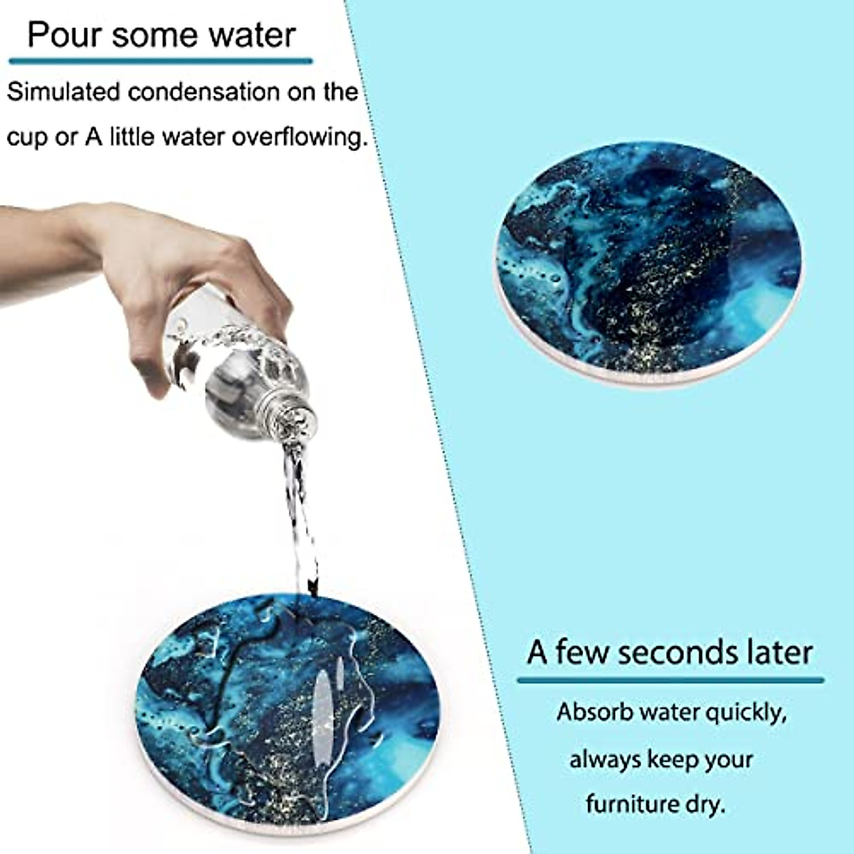 WaoDoing Coasters for Drinks, Absorbent Coaster Sets of 6, Ceramic Drink Coaster for Tabletop Protection, Housewarming Gift for Home Decor, 4 Inch