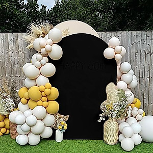 Spandex Wedding Arch Cover Black Stretch Chiara Backdrop Stand Cover 5 ft by 2.1ft Arch Backdrop Covers for Round Top Arch Wall Backdrop Bridal Shower Ceremony Birthday Decor Fitted Backdrop Fabric