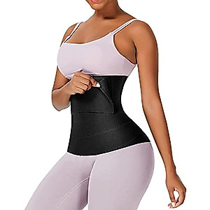 Waist Trainer for Women | Quick Snatch Me Up Bandage Wrap Lumbar Waist Support Belt - Adjustable Comfortable Lower Back Pain Relief Tight - Fitting Waist Waistband | Bonus Gift Breast Lift Tape Black