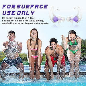 Hearprotek [2 Pairs] Swimmer Ear Plugs, Custom-fit Water Protection Adult Swimming earplugs for Swimmers Water Pool Shower Bathing and Other Water Sports (Purple)