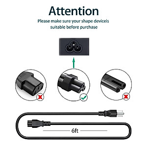 3 Prong AC Power Cord for LG Plasma TV 32" 39" 40" 42" 44" 47" 49" 50" 55" 60" 65" Inch 32LB560B 39LN5300 42LF5600 43LF5400 50LF6000 55UB8500 LED LCD Smart TV Replacement C5 Power Cable