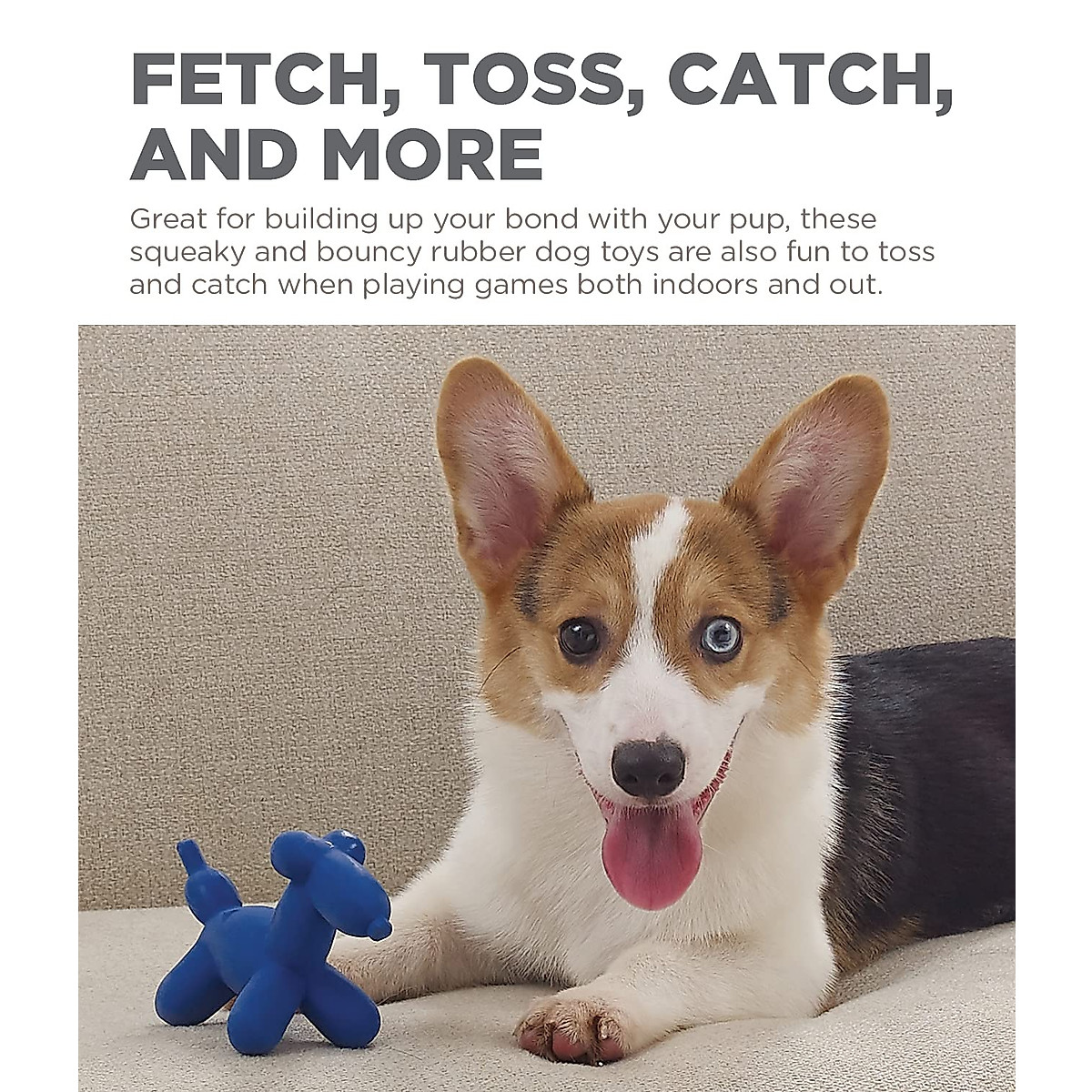 Outward Hound Latex Blue Rubber Balloon Dog Squeaky Dog Toy, XS