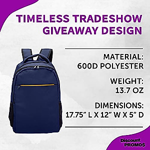 DISCOUNT PROMOS Tempe Backpacks with Laptop Pocket Set of 6, Bulk Pack - Bring Everywhere You Go, Perfect for Travellers, Students, Employees and for Everyday Use - Navy Blue