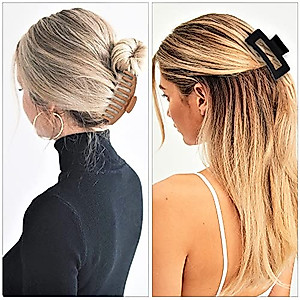 79Style 6pcs Big Hair Claw Clips Neutral Colors Hair Clips For Women 4.3 Inch Claws Clips For Thick Banana Clips 3.5 Inch Claw Clip Medium Large Hair Claws Square Matte Jumbo Hair Clip Cute Hair Accessory (Neutral)