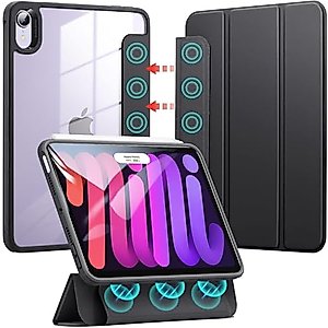 ESR for iPad Mini 7 Case (A17 Pro), iPad Mini 7th/6th Generation Case (2024/2021), Detachable Magnetic Cover, Hard Back, Auto Sleep/Wake, Vertical Stand, Supports Pencil Pro, Clear Black