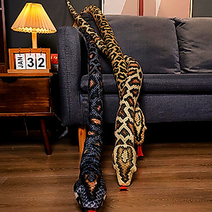 Giant Snake Stuffed Animal, 170cm/67in Long Large Realistic Python Boa Constrictor Cute Snake Plush Doll Soft Cuddly Plushie Hugger Toy Christmas Birthday Gift for Kids Lifelike Halloween Prank Toy