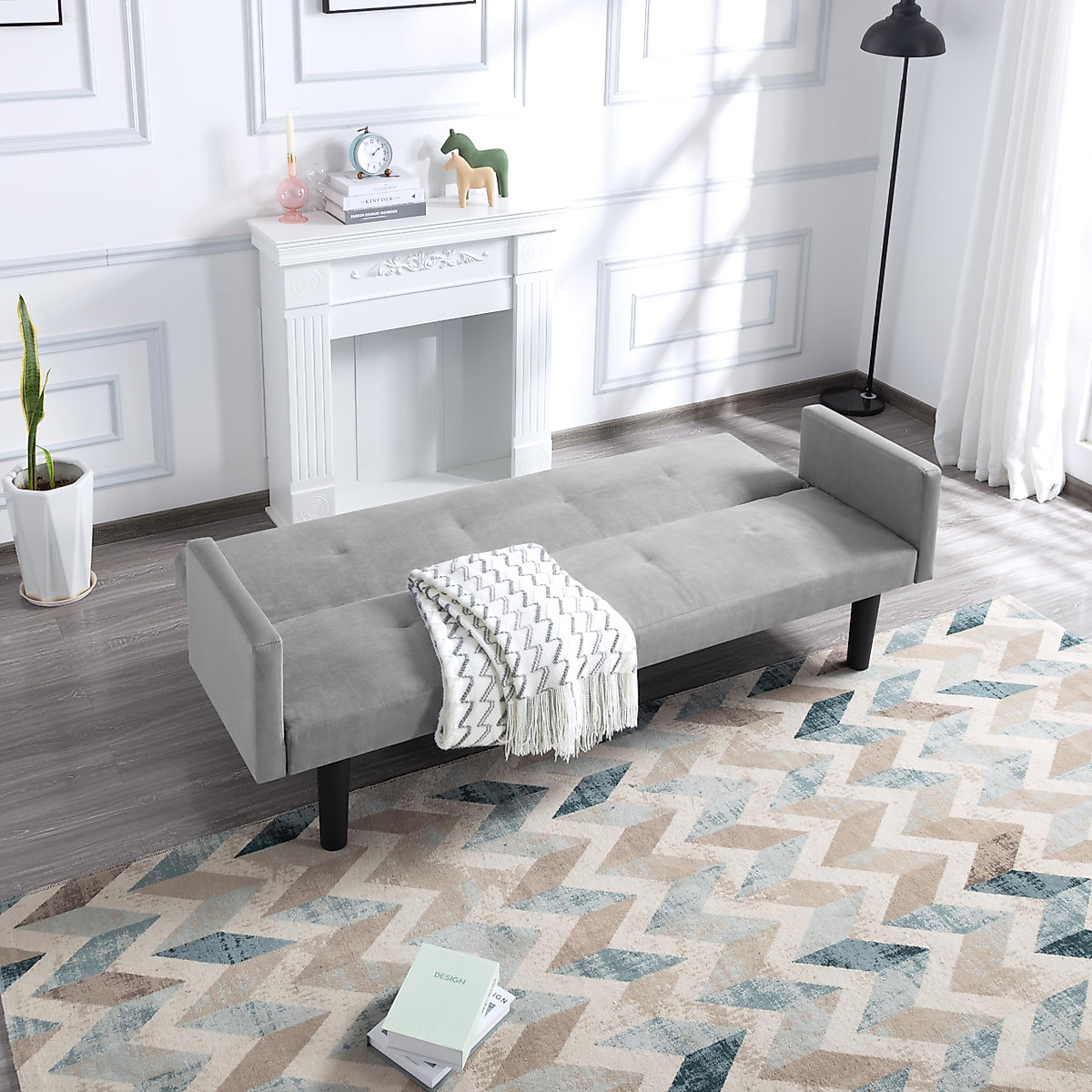 ManyStars 74.8''Modern Convertible, Futon Couch with Adjustable Back,Loveseats, Foam Filling Sofa Bed for Compact Living Room,Comfort and Flexibility,Light Gray, Twin Size Sleeper