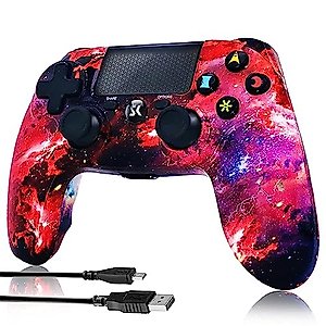 Wireless Controller for PS4,Galaxy Nebula Design High Performance Double Vibration Controller Compatible with Playstation 4 /Pro/Slim/PC with Sensitive Touch Pad,Audio Function, Mini LED Indicator