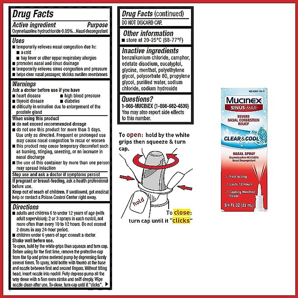 Mucinex Sinus-Max Nasal Spray Clear & Cool, 0.75 oz (Pack of 4) Packaging May Vary