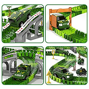 iHaHa Dinosaur Toys Race Car Track, Dinosaur Race Track for Kids Toddler Boys Toys 1-3 3-5, 6 PCS Dino Car, 2 Dino and Flexible Race Track Create A Dinosaur Road Toys Gifts for 3 4 5 6 Year Old Boys