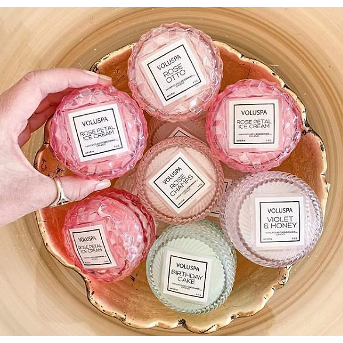 Voluspa Rose Otto Candle | Macaron | 1.8 Oz. | 15 Hr Burn | Coconut Wax & Natural Wicks for a Cleaner Burn | Vegan