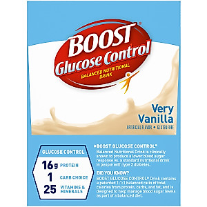 BOOST Glucose Control Balanced Nutritional Drink, Very Vanilla, Helps Manage Blood Sugar with No Artificial Colors, 6-8 FL OZ Bottles/Pack (Pack of 2)
