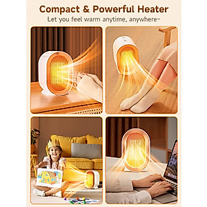 1200W/1000W Space Heater Indoor, 2S Heating Mini Heater Small Heater, 28dB Portable Heater for Bedroom Bathroom Heater, Mini Heater for Bathroom, Bedroom, Office Heater, Mini Desk Heater [Gifts]