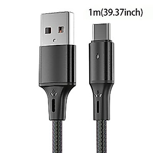 BGNTBUK Type C to Type C Cable 3A Super Fast Charge Braided Alloy LED Front Light Data Cable Suitable for Type C Charging Cable Usb3 Extension Cable 25 Ft