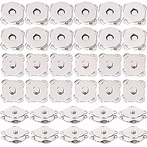 EuTengHao Magnetic Snaps Buttons, Silver Magnetic Purse Snap Clasps, Plum Magnetic Snap Closures for Purses Handbags, 15mm Magnet Button Closure Fastener for Clothes Sewing DIY Craft