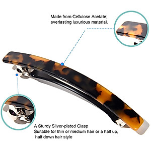 Fsmiling Hair Barrettes for Women French Hair Barrette Clip Large Acetate Hair Clips Barrette No Slip Hair Accessories 4-Pack