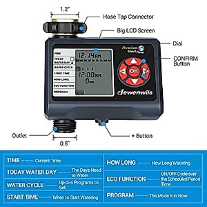 DEWENWILS Sprinkler Timer, Water Timer for Garden Hose, Programmable Hose Timer Automatic Faucet Watering Irrigation Timer for Yard Lawn, Manual Rain Delay Mode, Low Battery Warning