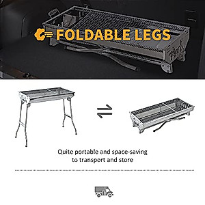 Outsunny 28" Stainless Steel Small Portable Folding Charcoal BBQ Grill Set