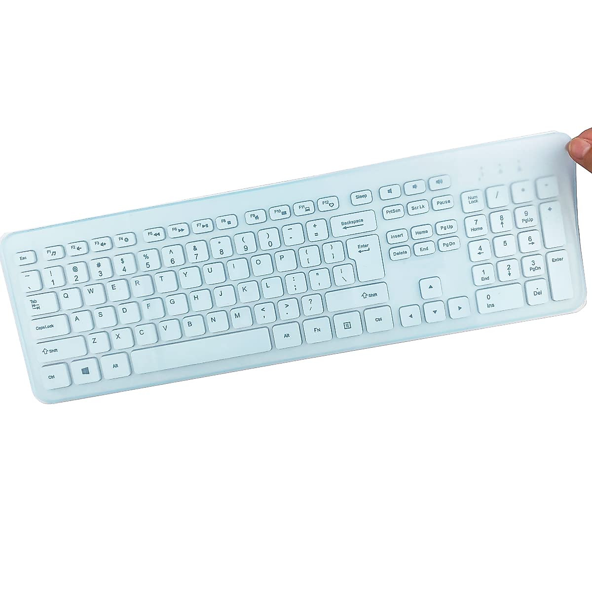 2 Pack Universal Computer Desktop Keyboard Cover Skin for Standard Size PC Computer Desktop Keyboards (Size: 17.52" x 5.51") Clear Waterproof Anti-Dust Silicone-Blue
